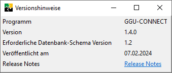 GGU-CONNECT - Menü "Info"