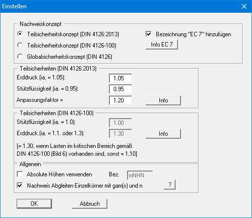 GGU-TRENCH: Menüeintrag "System einstellen"