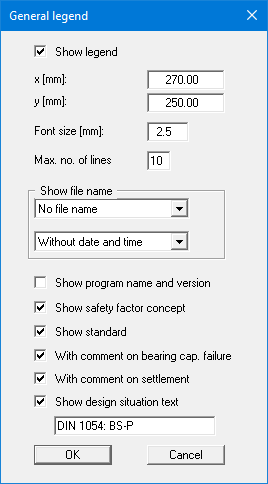 GGU-FOOTING: "General legend" menu item
