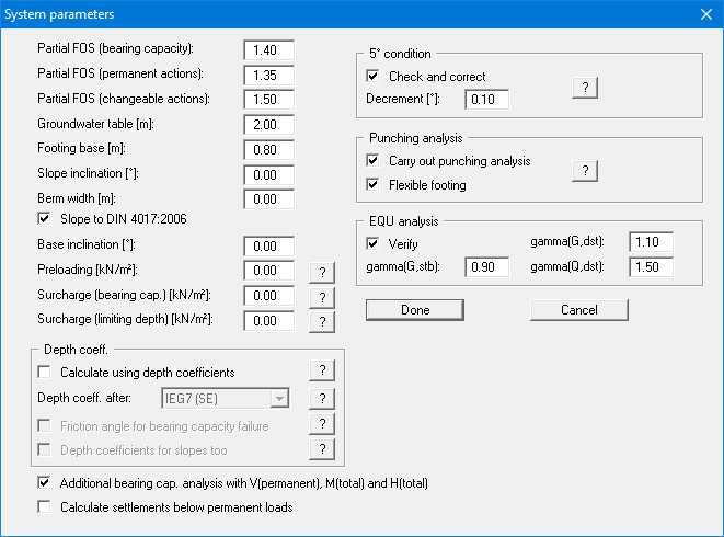 GGU-FOOTING: Enter system parameters (Example 3)