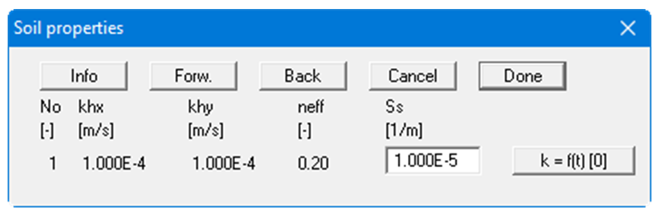 GGU-2D-TRANSIENT: "Soil properties" menu item