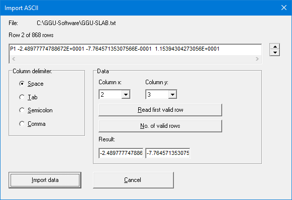 GGU-SLAB: "Import ASCII file" menu item