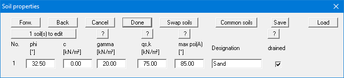 GGU-STABILITY: "Soil properties" button