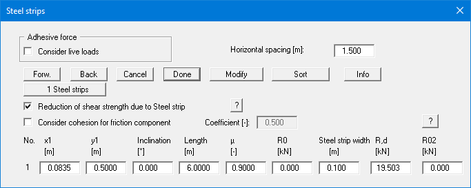 GGU-STABILITY: "Steel strips" button