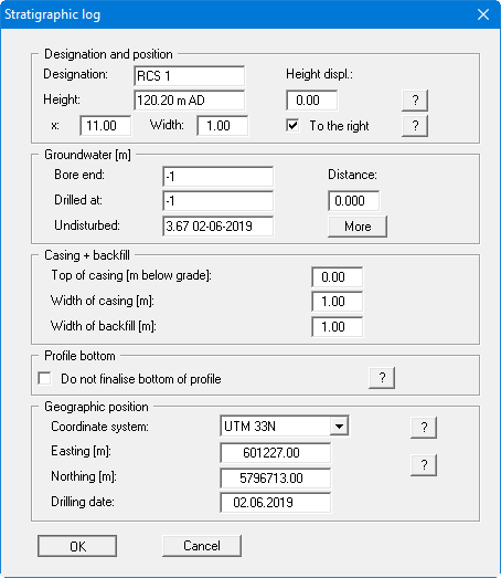 GGU-STRATIG: Editor for base data ("Base data" button)