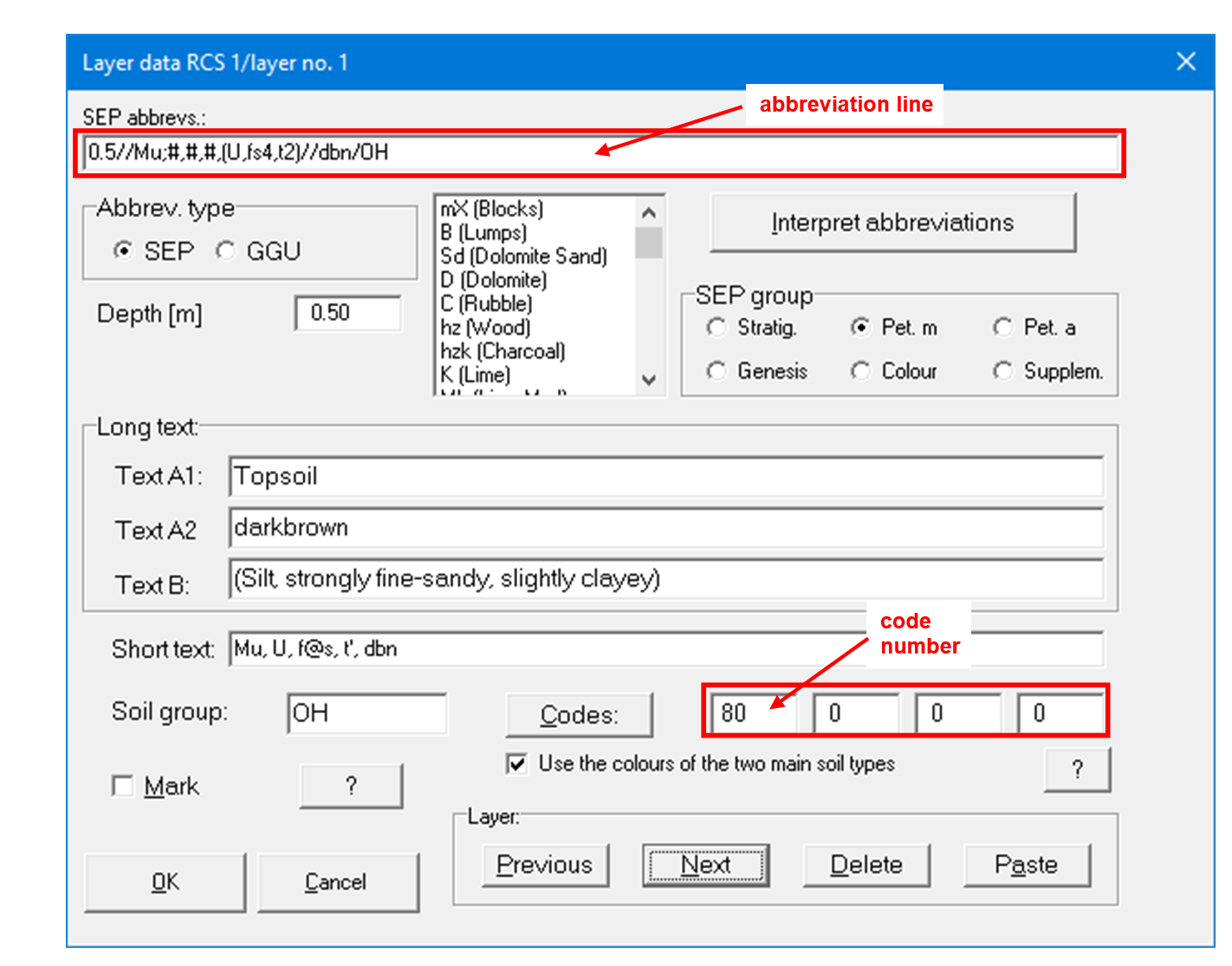 GGU-STRATIG: Editor box for layer input