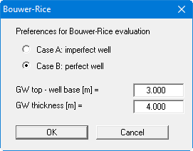 GGU-SLUGTEST: "(Bouwer + Rice) - preferences" menu item